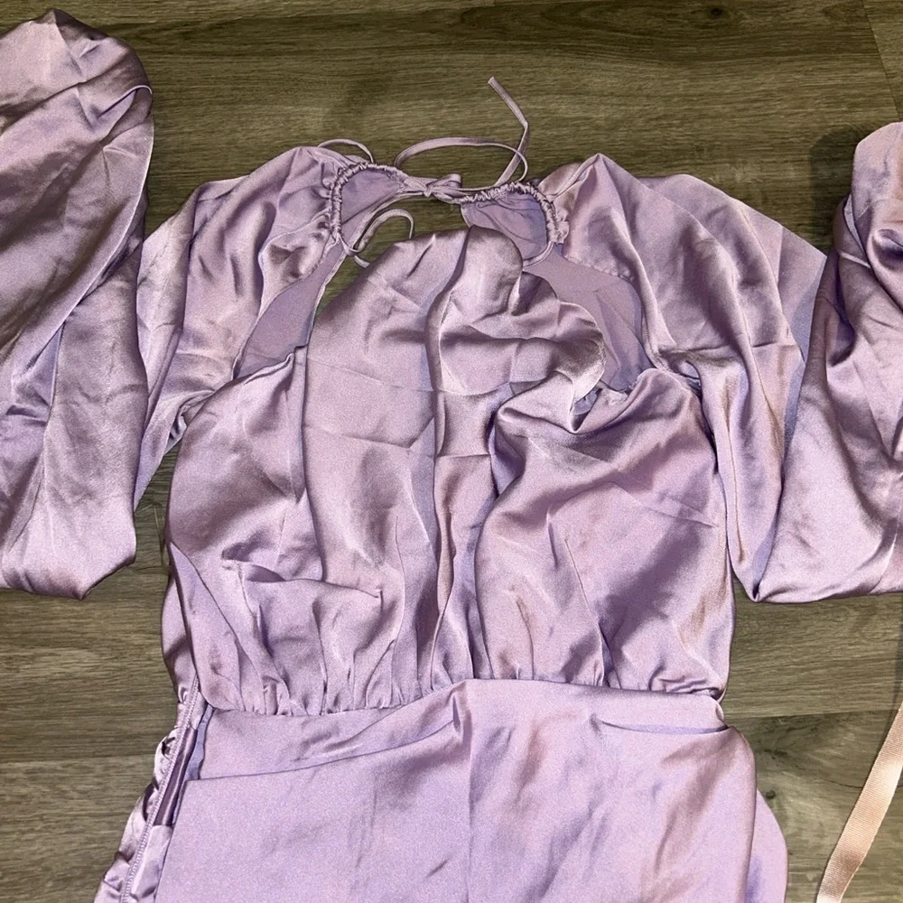 House of CB | Dresses | House Of Cb Kate Orchid Satin Wrap Front Mini ...